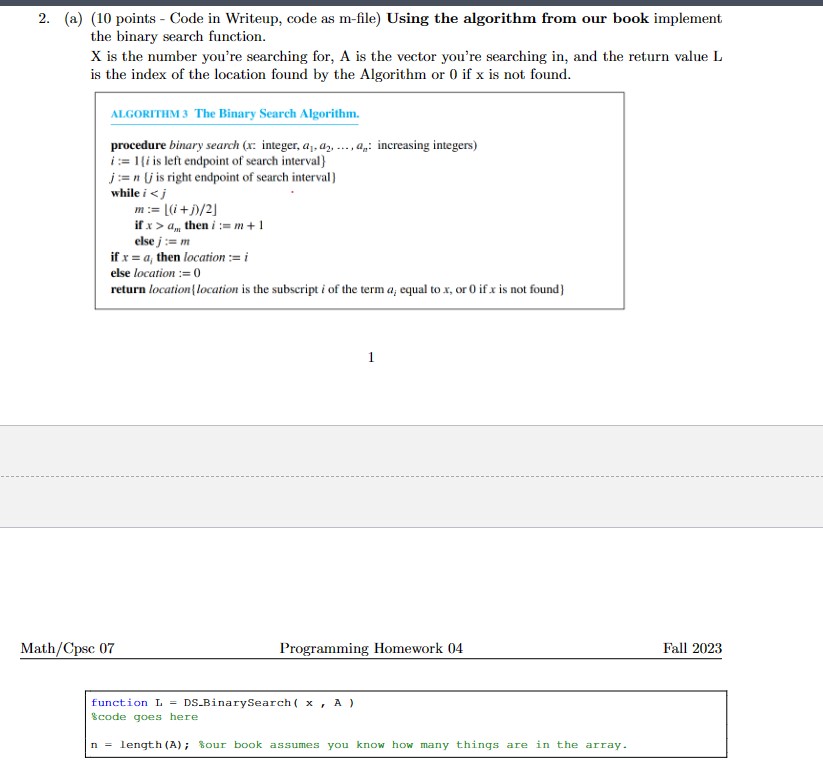 Solved in Matlabb pleaseeeeeeeeee (a) (10 ﻿points - ﻿Code | Chegg.com