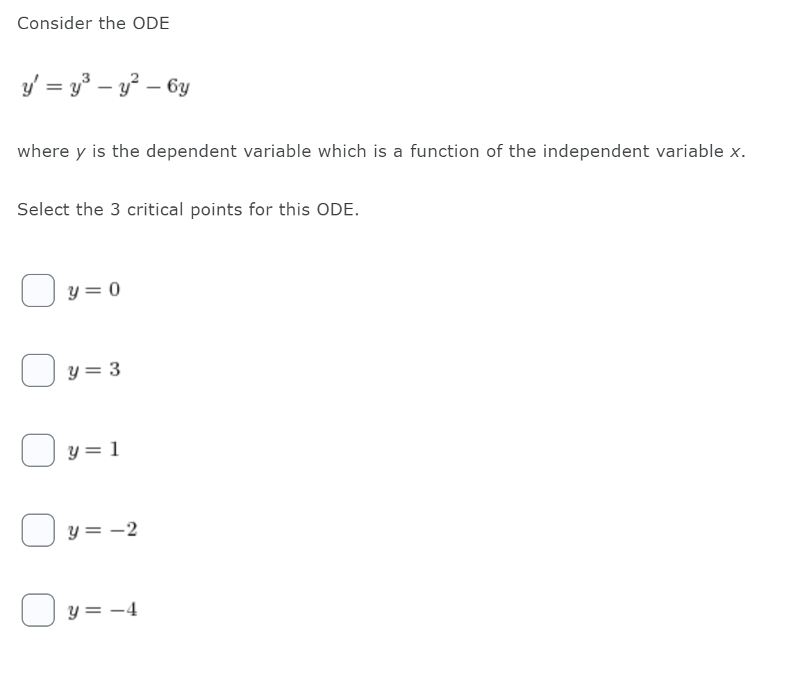 Solved Consider the ODE y = y3 – y? – by where y is the | Chegg.com