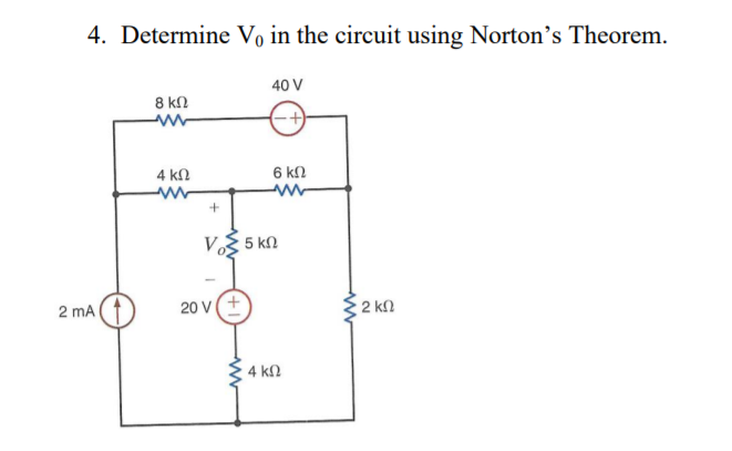 Solved 4. Determine V0 in the circuit using Norton's | Chegg.com