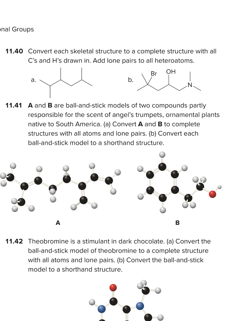Solved onal Groups 11.40 Convert each skeletal structure to | Chegg.com