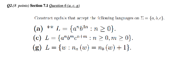 Solved Construct. npda's that acrept the following languages | Chegg.com