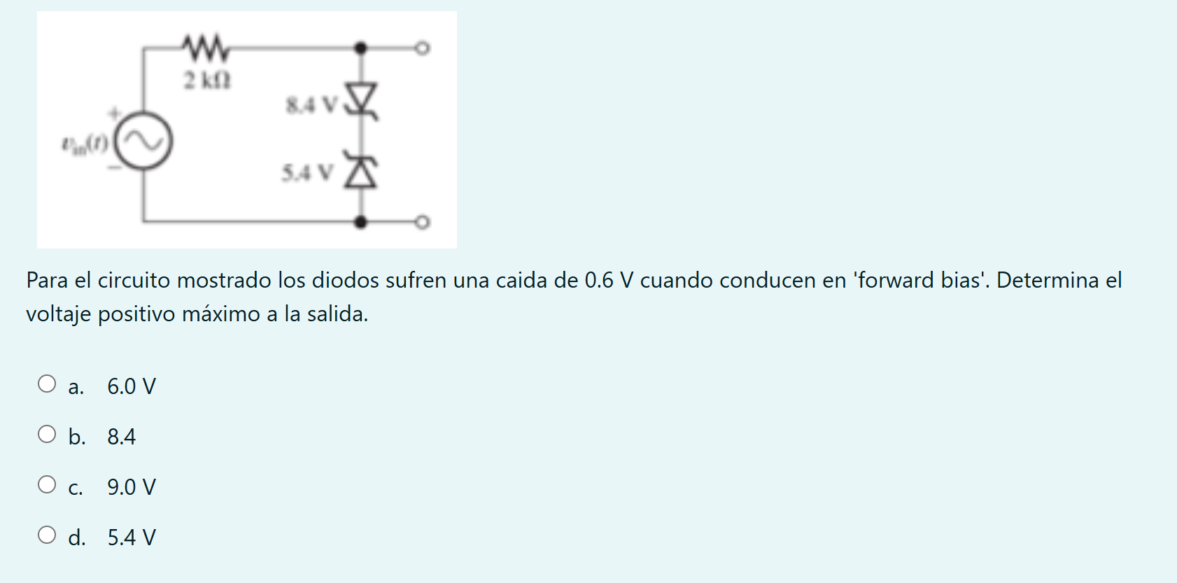 Solved Para el circuito mostrado los diodos sufren una caida | Chegg.com