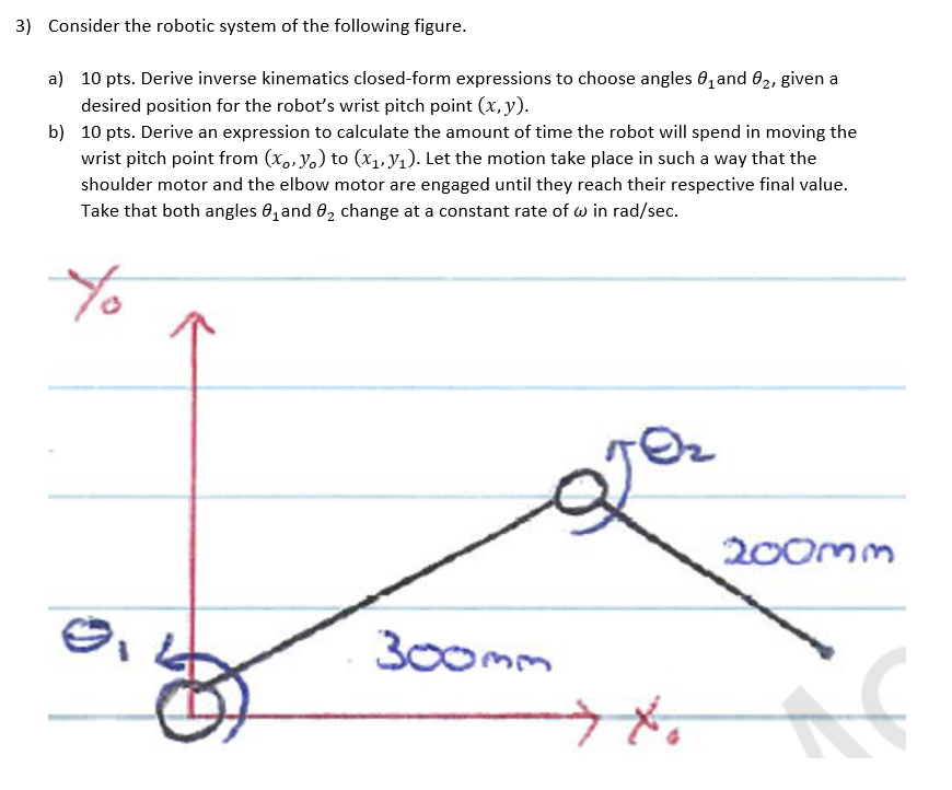 3) Consider the robotic system of the following | Chegg.com