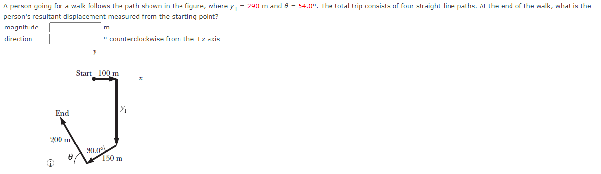 Solved A person going for a walk follows the path shown in | Chegg.com