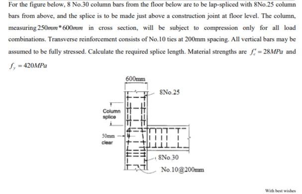 Solved For the figure below. 8 No,30 column bars from the | Chegg.com