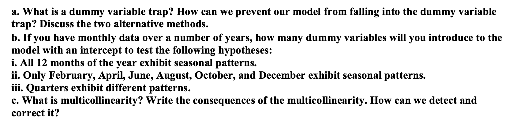 Solved a. What is a dummy variable trap? How can we prevent | Chegg.com