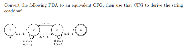 Solved Convert the following PDA to an equivalent CFG, then | Chegg.com