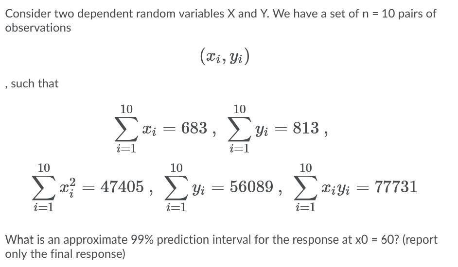Consider two dependent random variables X and Y. We | Chegg.com