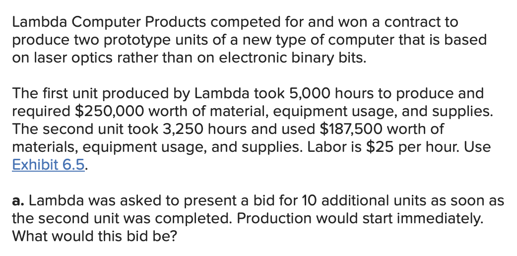 Solved Lambda Computer Products competed for and won a | Chegg.com