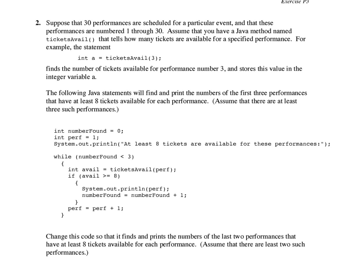Solved Exercise P3 2. Suppose that 30 performances are | Chegg.com