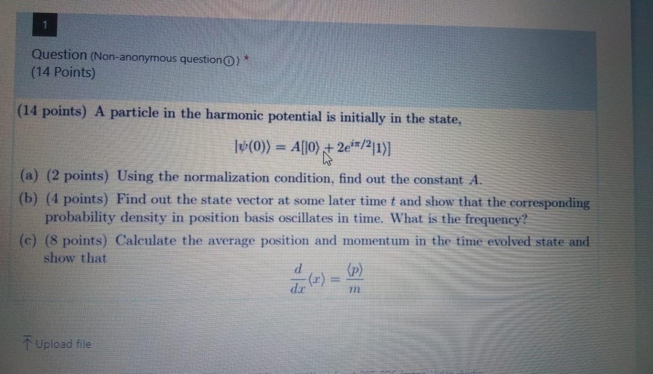Solved Question (Non-anonymous question ) (14 Points) (14 | Chegg.com