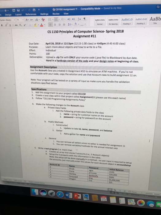 Solved Q- C$1150 Assignment 11-Compatibility Mode-Saved to | Chegg.com