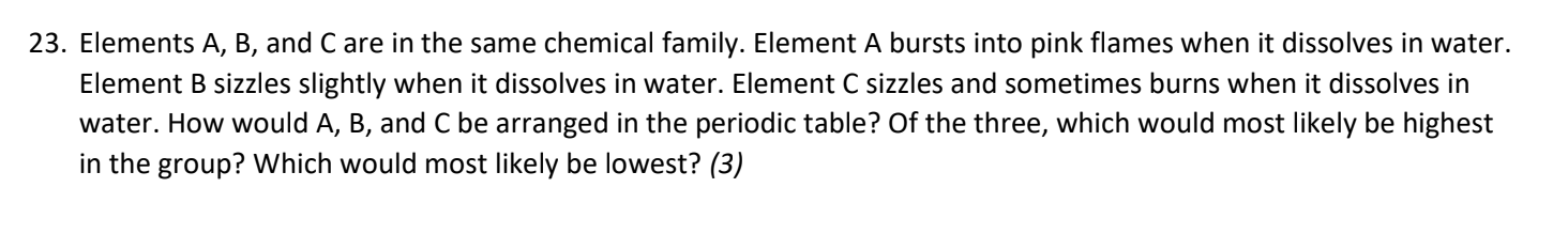 Solved 23. Elements A, B, and C are in the same chemical | Chegg.com