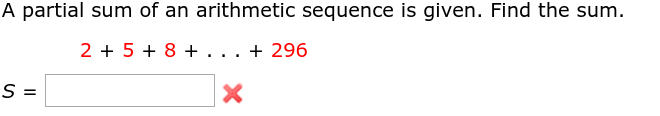 Solved A partial sum of an arithmetic sequence is given. | Chegg.com