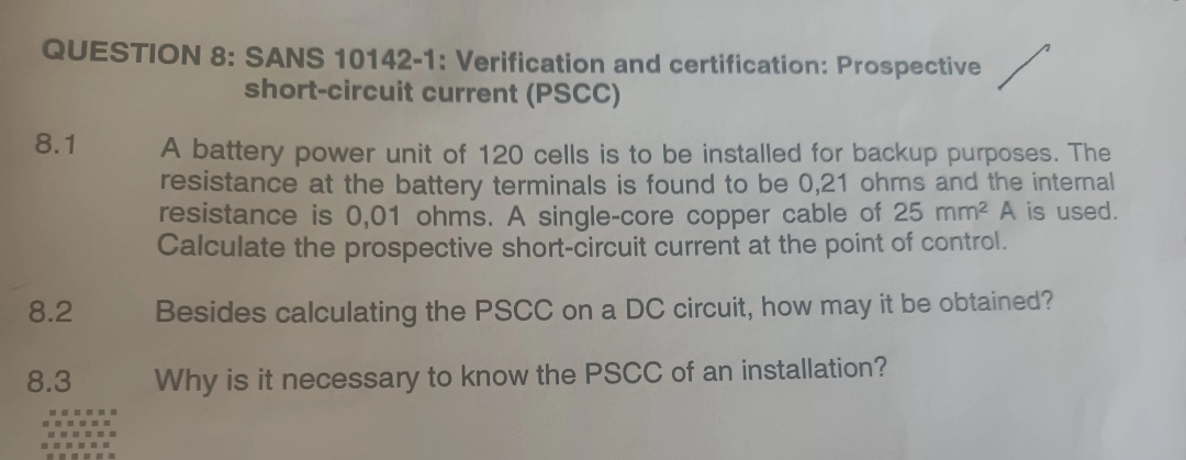 Solved QUESTION 8: SANS 10142-1: Verification and | Chegg.com
