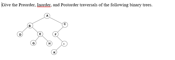 Solved Give the Preorder, Inorder, and Postorder traversals | Chegg.com