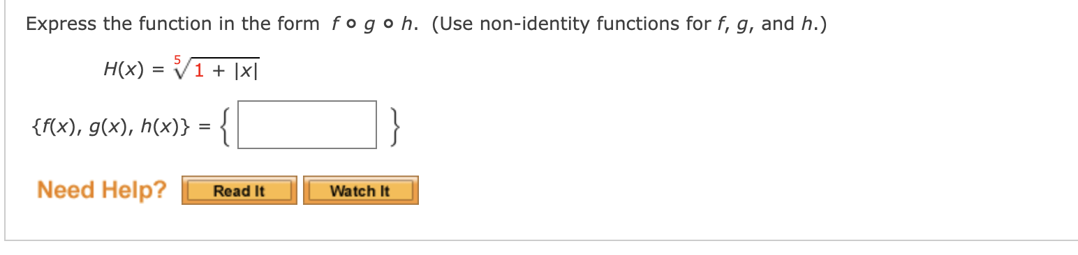 Solved Express the function in the form fogo h. (Use | Chegg.com