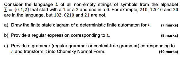 Solved Consider the language L of all non-empty strings of | Chegg.com
