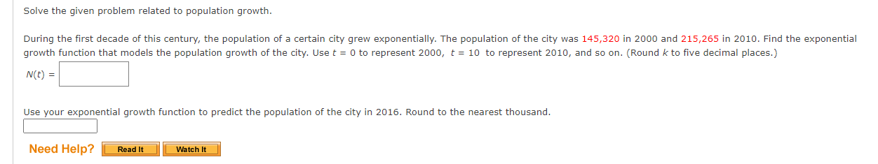Solved Solve the given problem related to population growth. | Chegg.com