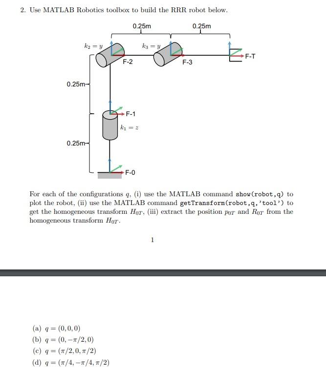 2 Use Matlab Robotics Toolbox To Build The Rrr Robot 5005