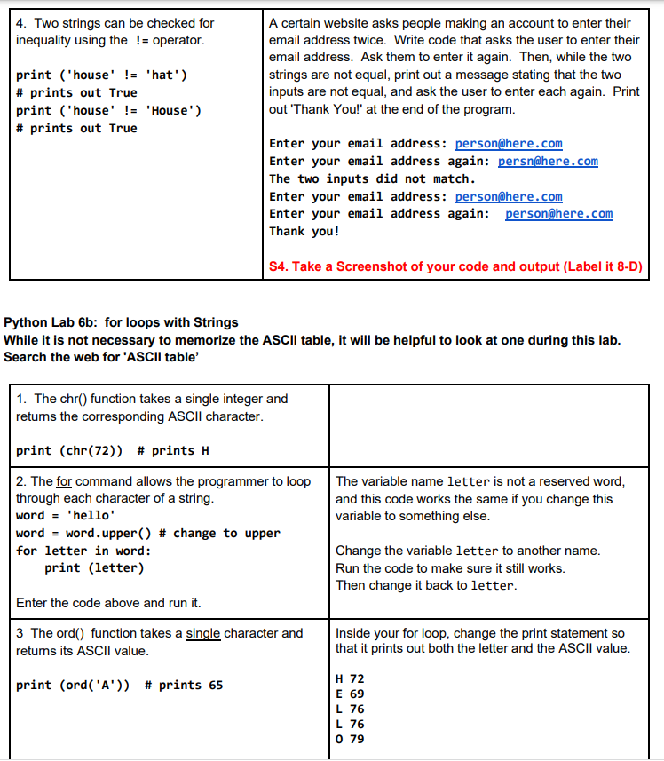 Python Lab 6a Python S String Operations 1 String Chegg