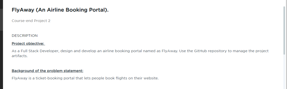 Solved FlyAway (An Airline Booking Portal). Course-end | Chegg.com