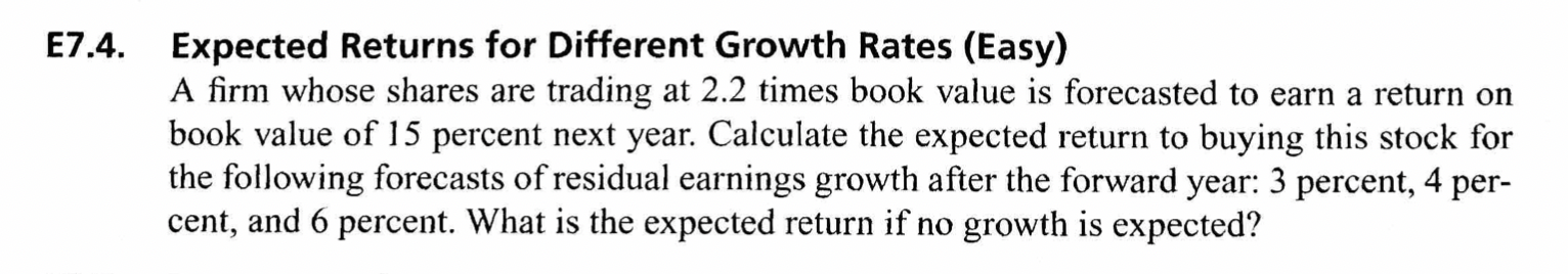 Solved 4. Expected Returns for Different Growth Rates (Easy) | Chegg.com