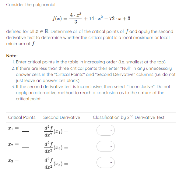 Solved Consider the polynomial f(x)=34⋅x3+14⋅x2−72⋅x+3 | Chegg.com
