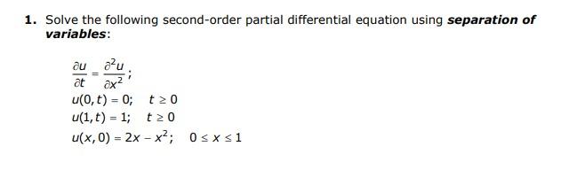 Solved 1. Solve the following second-order partial | Chegg.com