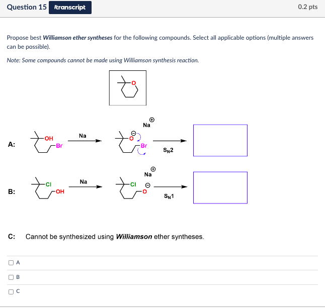 Solved Propose best Williamson ether syntheses for the | Chegg.com