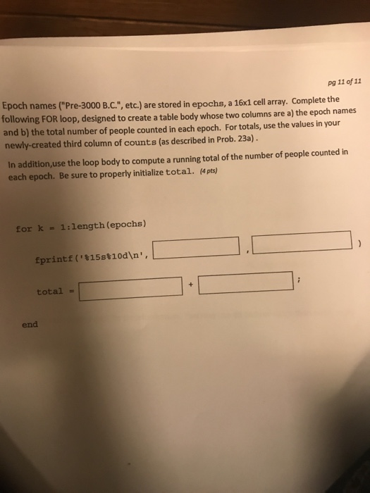 Solved Epoch names ("Pre-3000 B.C.", etc.) are stored in | Chegg.com