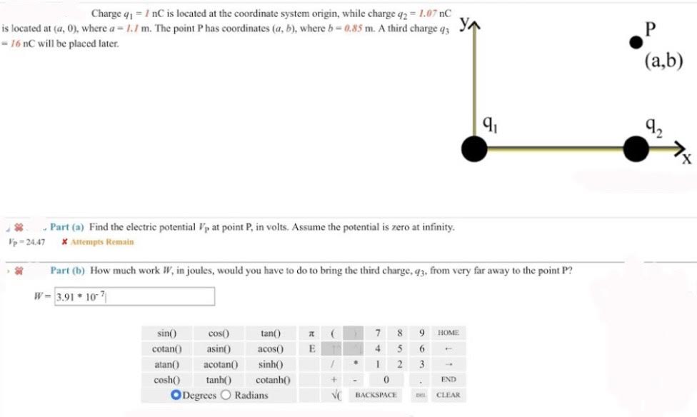 Solved Charge q1=1nC is located at the coordinate system | Chegg.com
