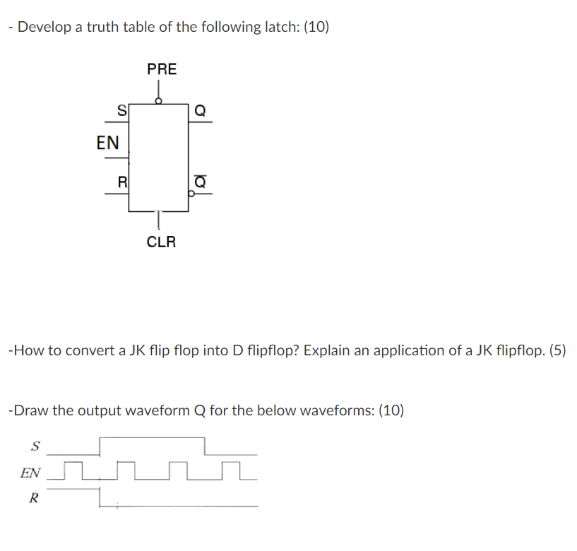 Solved - Develop a truth table of the following latch: (10) | Chegg.com