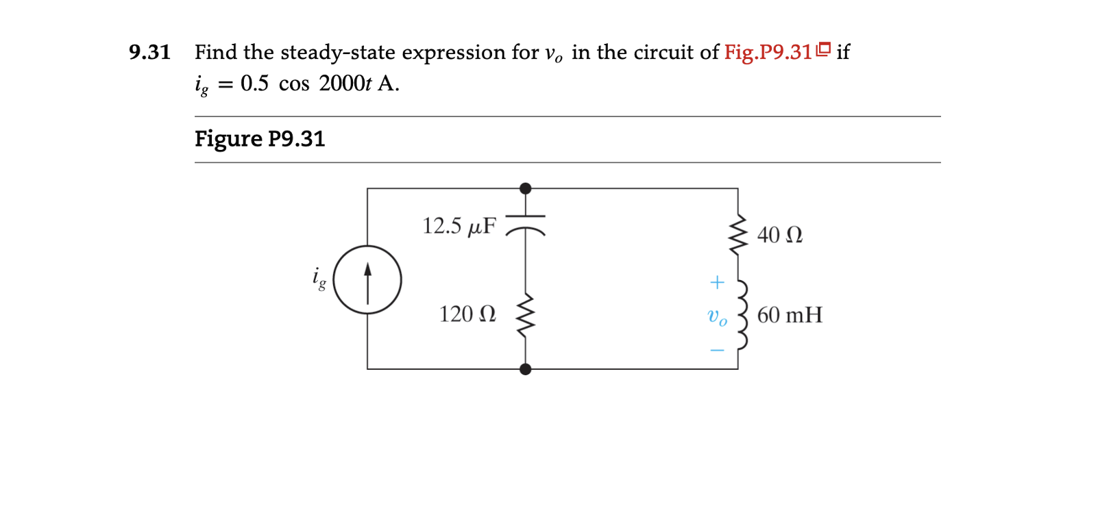 Solved 9.31 Find the steady-state expression for v, in the | Chegg.com