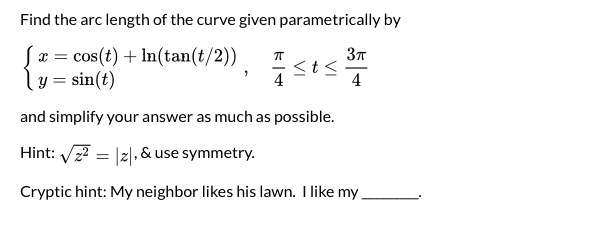 Solved Find the arc length of the curve given parametrically | Chegg.com