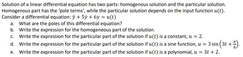 Solved Solution of a linear differential equation has two | Chegg.com