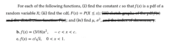 Solved For each of the following functions, (i) find the | Chegg.com