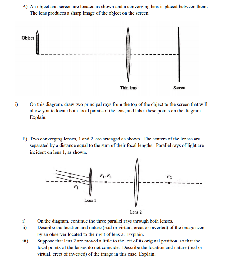 Solved A) An object and screen are located as shown and a | Chegg.com