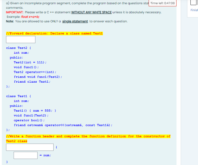 Solved Finish a) Given an incomplete program segment, | Chegg.com