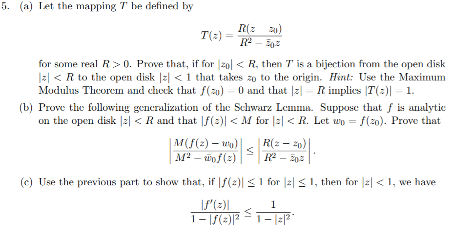 5. (a) Let the mapping T be defined by T(z) = R(2 – | Chegg.com