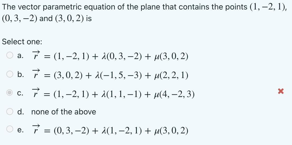 Solved The vector parametric equation of the plane that | Chegg.com