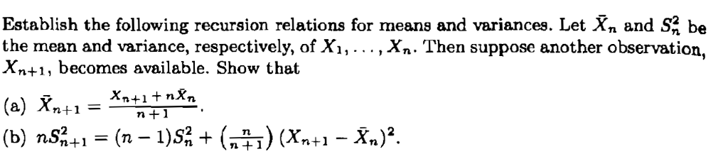 Solved Establish the following recursion relations for means | Chegg.com