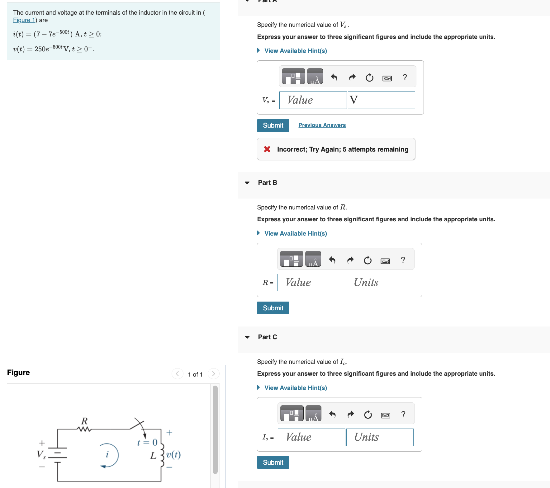 Solved The current and voltage at the terminals of the | Chegg.com