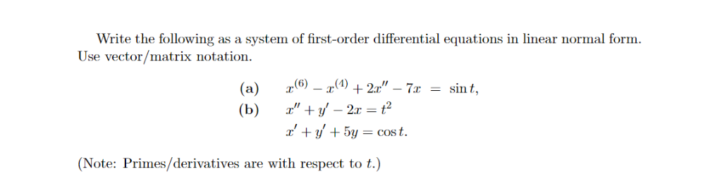 Solved Write the following as a system of first-order | Chegg.com
