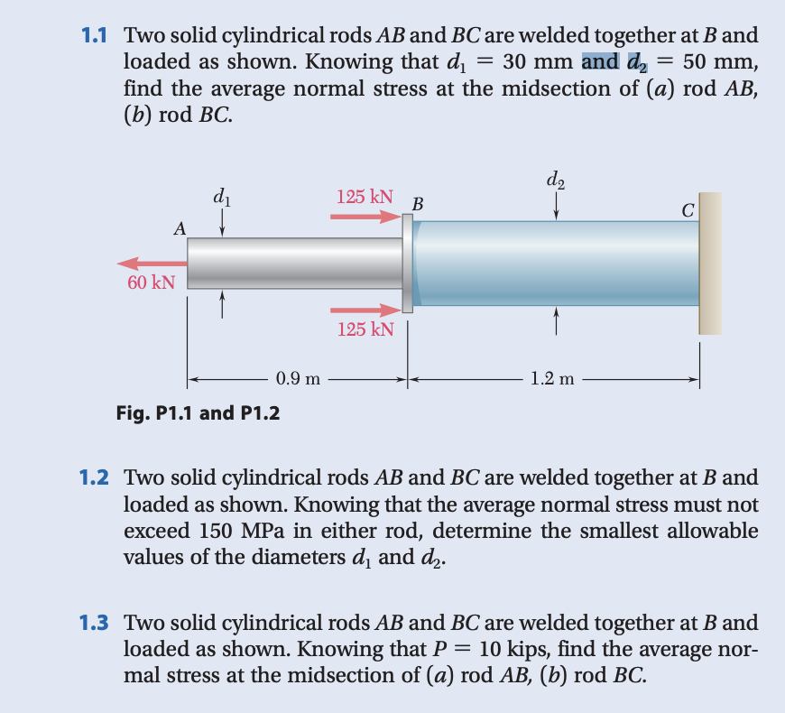 Solved 1.1 Two solid cylindrical rods AB and BC are welded | Chegg.com