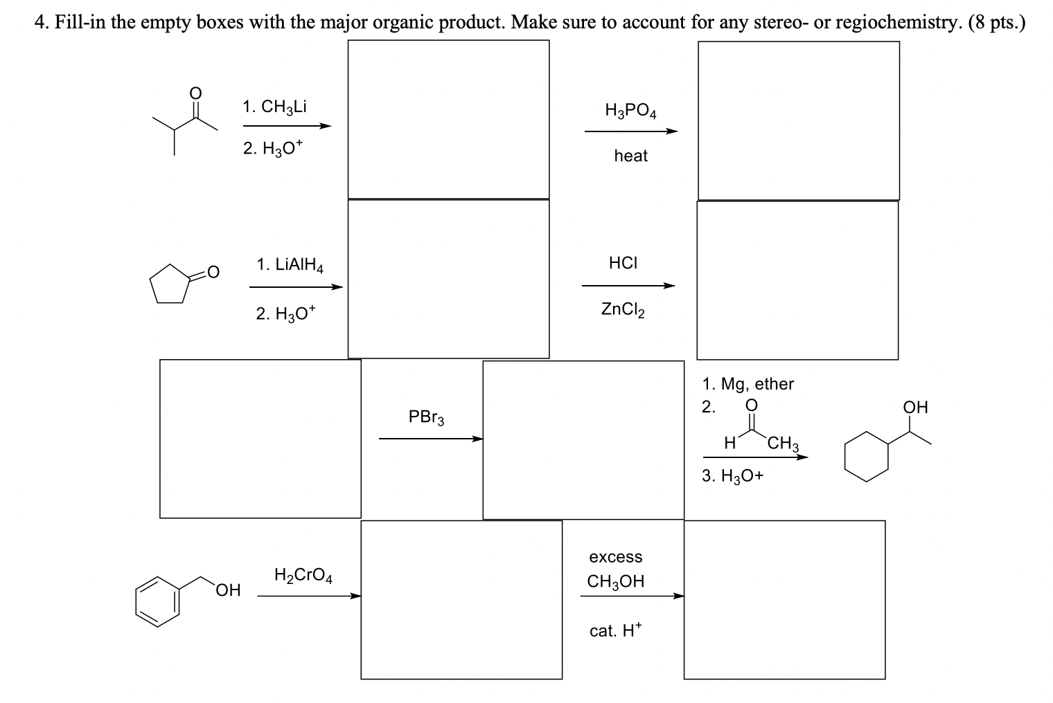 Solved 4. Fill-in the empty boxes with the major organic | Chegg.com
