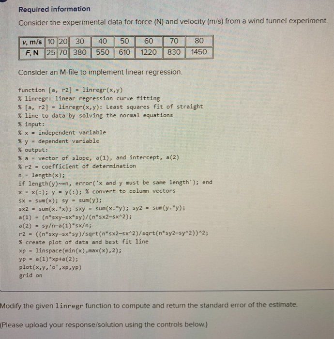 Solved Required information Consider the experimental data | Chegg.com