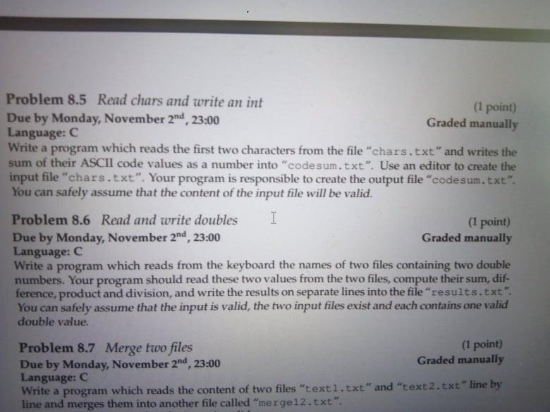 Solved problem 8.5 Read chars and write an int Write a | Chegg.com