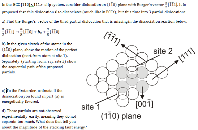 In ﻿the BCC{110}≤111> ﻿slip system, consider | Chegg.com
