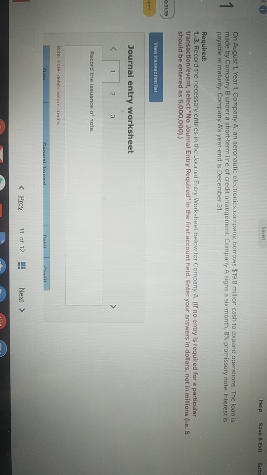 Solved Saved Help Save & Exit Sub On August 1, Year 1. | Chegg.com